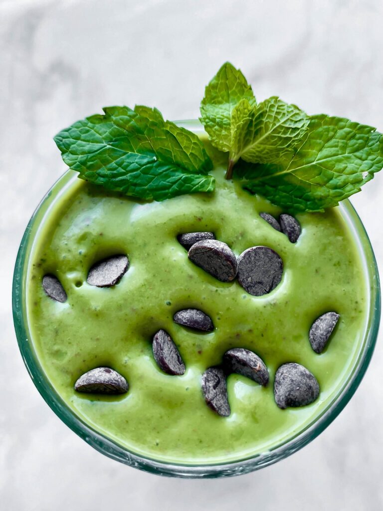 Vegan Mint Chocolate Chip Protein Smoothie